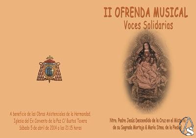 Hoy, II ofrenda musical Voces solidarias en la Sagrada Mortaja
